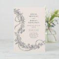 Heritage Floral Garland Ribbon Line Art Wedding Invitation | Zazzle