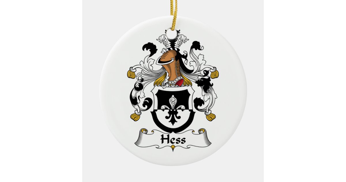 Hess Family Crest Ceramic Tree Decoration | Zazzle