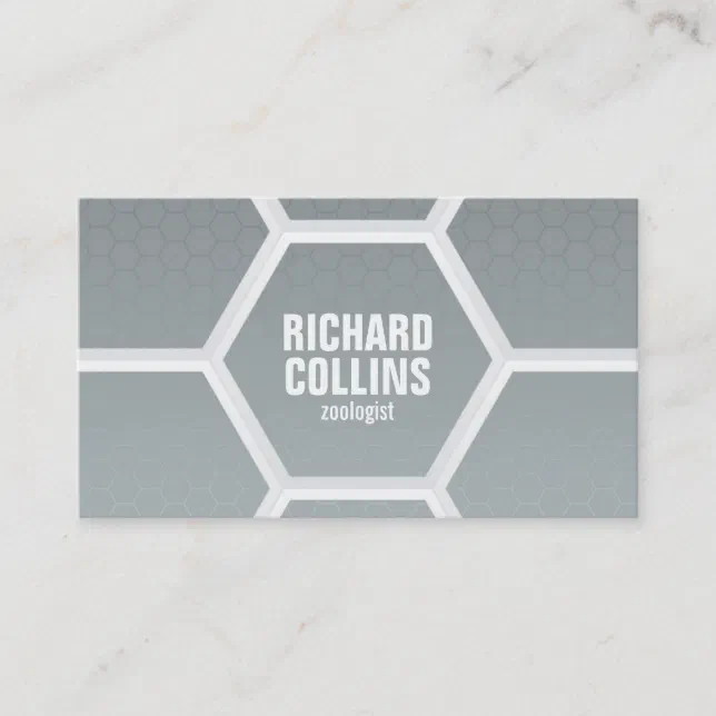 Hi-Tech Honeycomb Pattern - Grey Business Card | Zazzle
