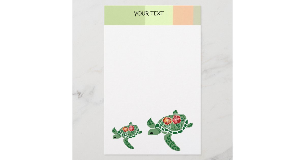 Hibiscus flower sea turtle, stationary stationery | Zazzle