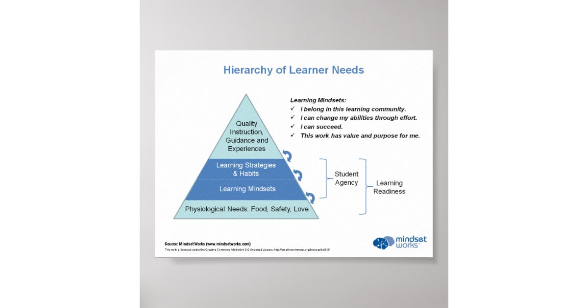 Hierarchy of Learner Needs by Mindset Works Poster | Zazzle