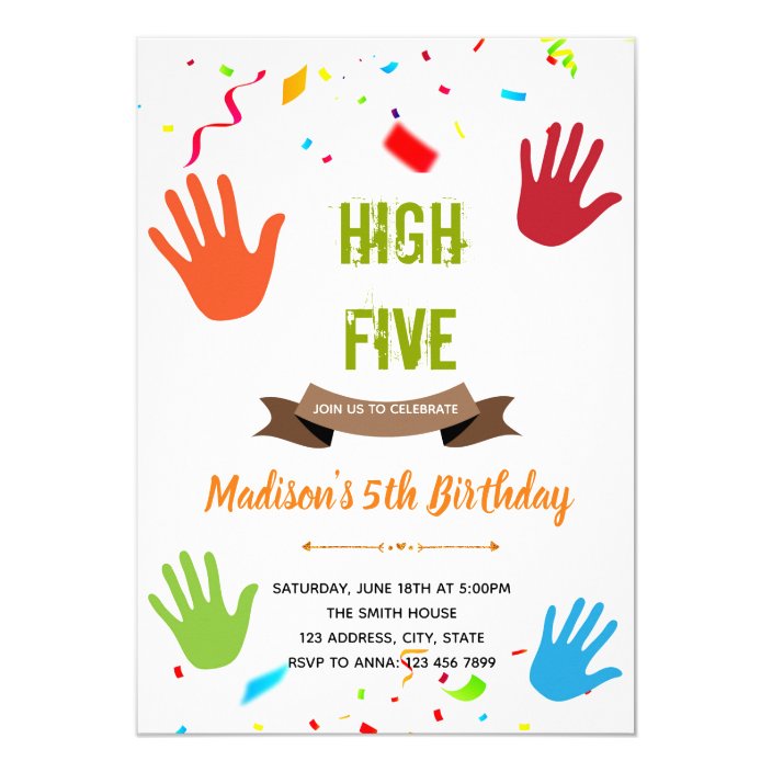 High five birthday theme card invitation | Zazzle.co.uk