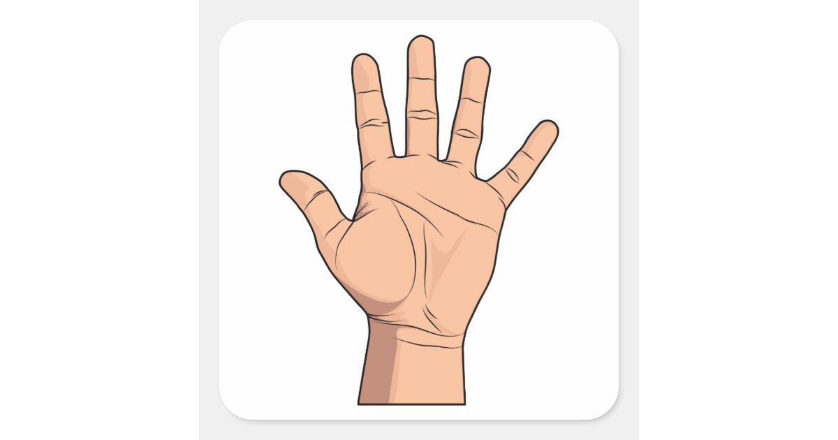 High Five Open Hand Sign Five Fingers Gesture Square Sticker | Zazzle