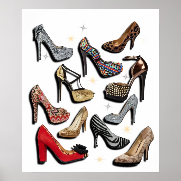 High Heel Shoe Collage Sparkle Poster | Zazzle