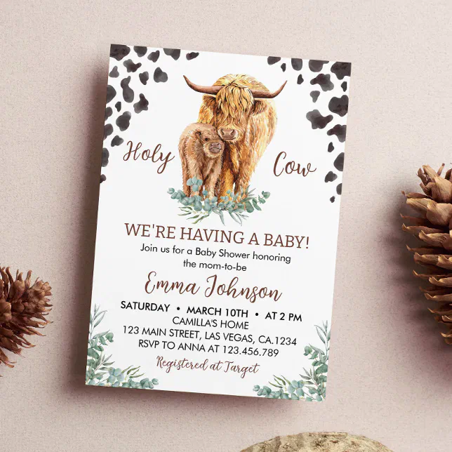 Highland Cow Baby Shower Invitation | Zazzle