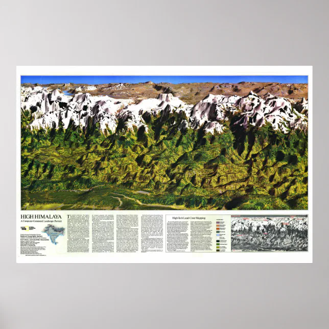 " Himalaya: 1988 High Panorama Map ... Poster | Zazzle