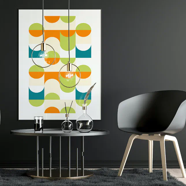 Hip Abstract Half Circles Wavy Mosaic Art Pattern Poster | Zazzle