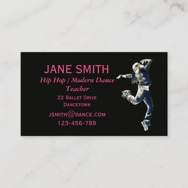 Hip Hop modern dance teacher dance studio Business Business Card | Zazzle