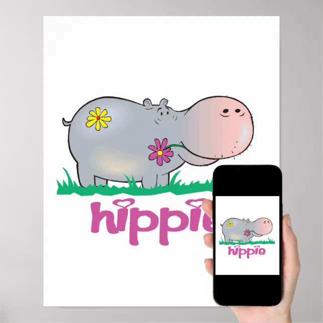 hippie hippo poster | Zazzle