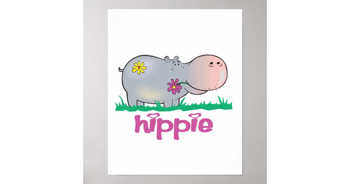 hippie hippo poster | Zazzle