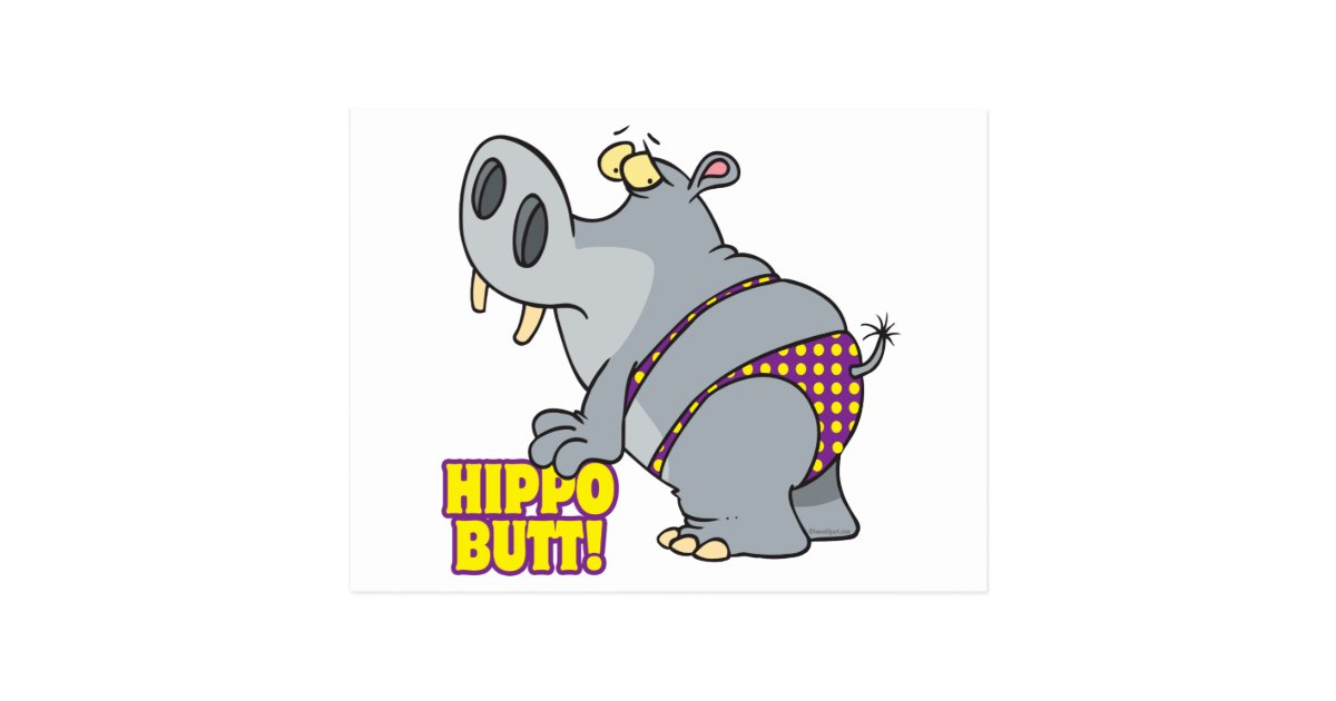 hippo butt bikini hippopotamus postcard | Zazzle.co.uk