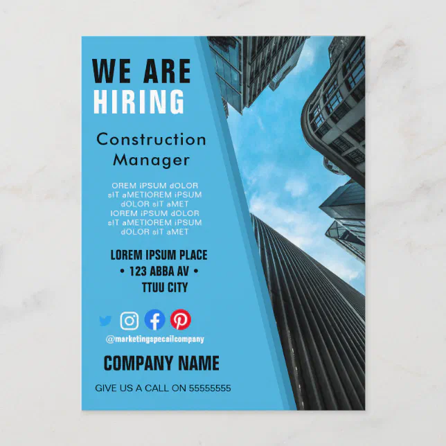 hiring staff BUSINESS custom logo flyer Poster Po Postcard | Zazzle