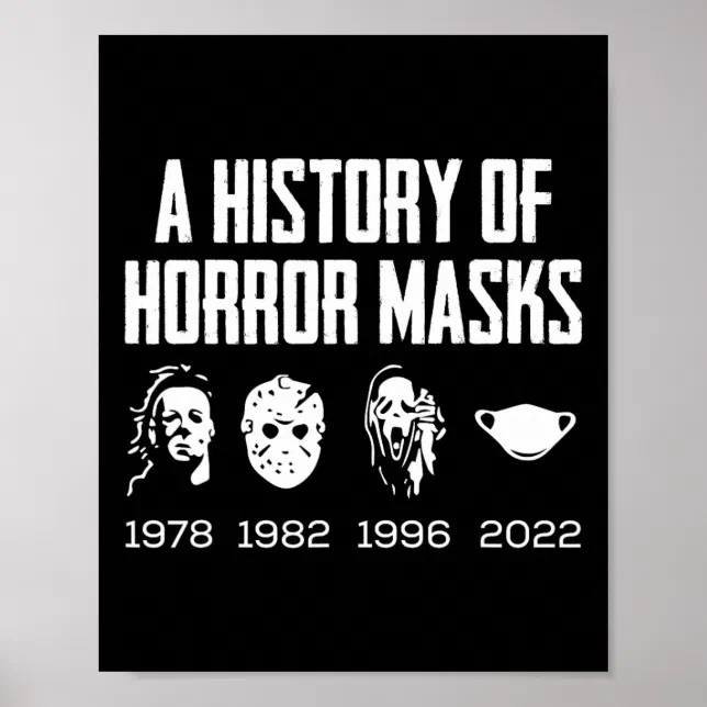 History Of Horror Masks Lazy Halloween Costume Fac Poster | Zazzle