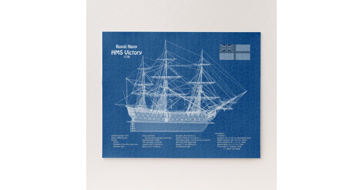 HMS Victory - Ship Blueprint Plans ABD Jigsaw Puzzle | Zazzle