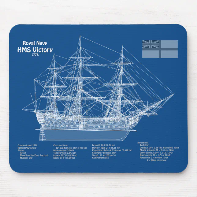 HMS Victory - Ship Blueprint Plans ABD Mouse Mat | Zazzle
