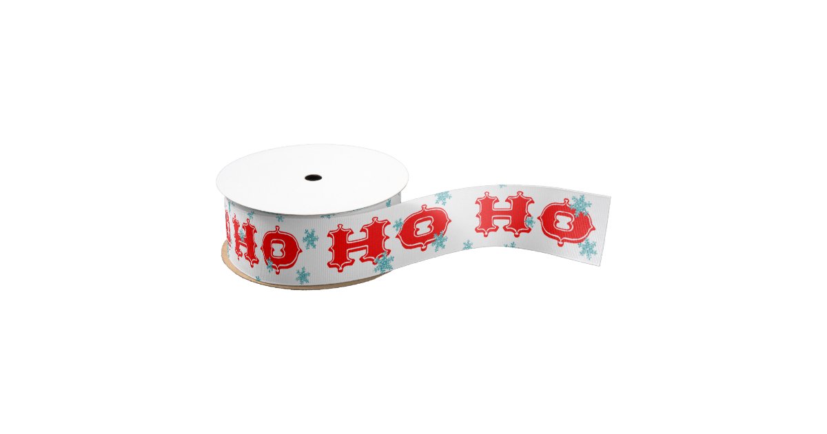 Ho Ho Ho Retro Holiday | Red & Aqua Grosgrain Ribbon | Zazzle