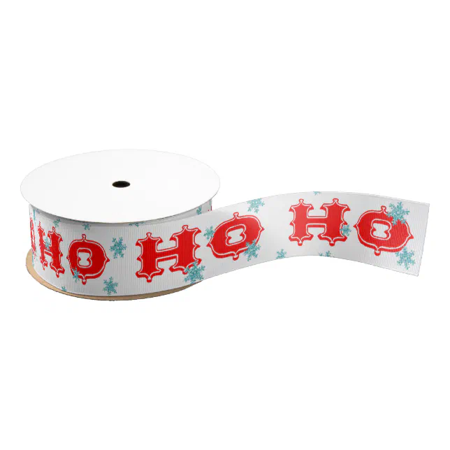Ho Ho Ho Retro Holiday | Red & Aqua Grosgrain Ribbon | Zazzle