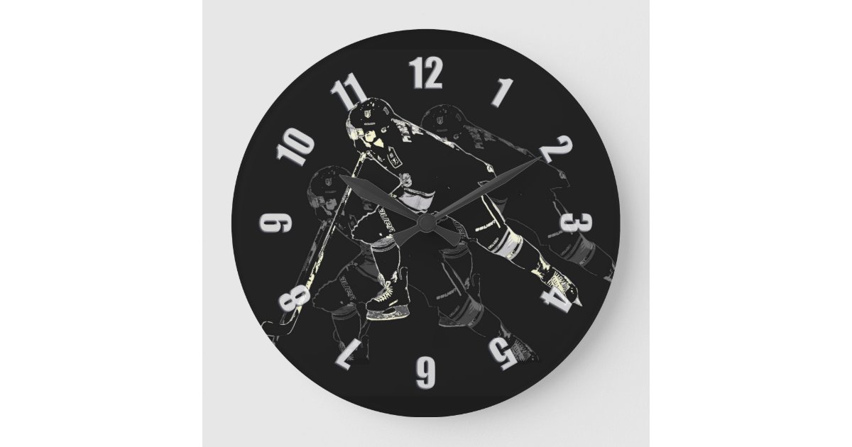 Hockey Mania - Hockey Player Large Clock | Zazzle