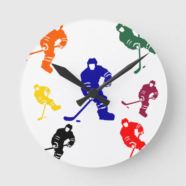 HOCKEY ROUND CLOCK | Zazzle
