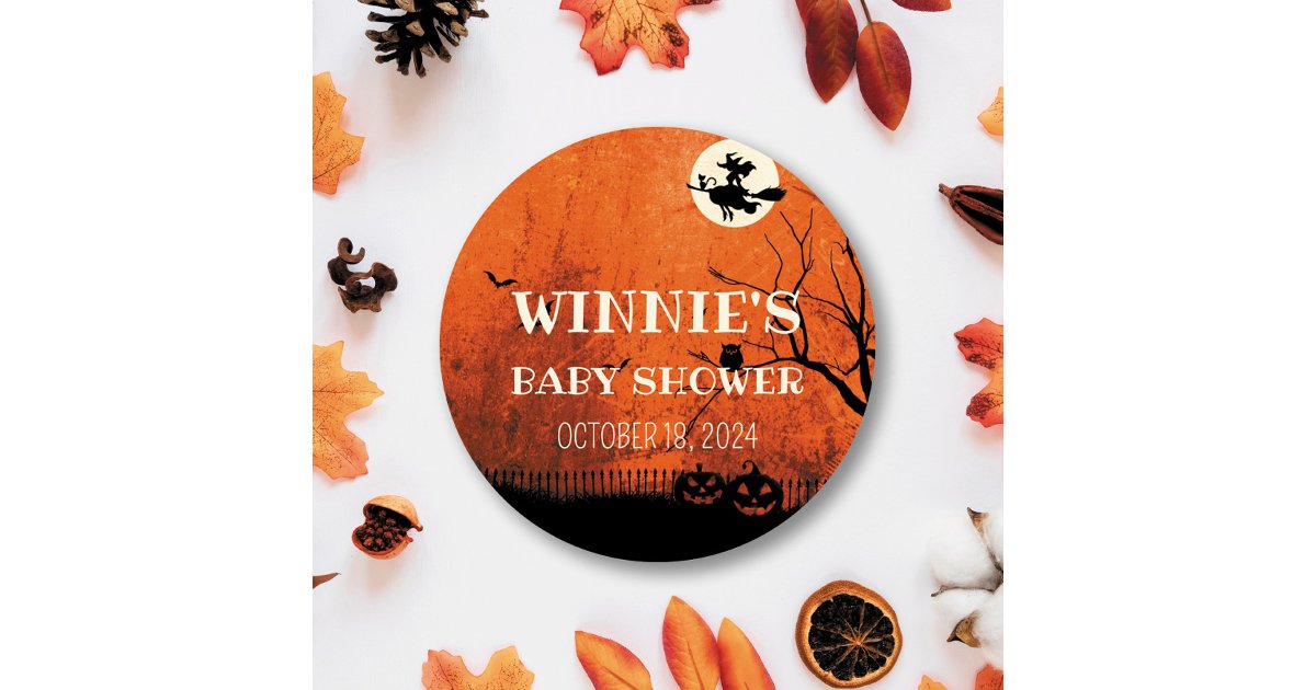 Hocus Pocus Baby Shower Circle Sticker | Zazzle