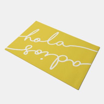 Hola Adios Spanish Typography - Pick Your Colour Doormat | Zazzle