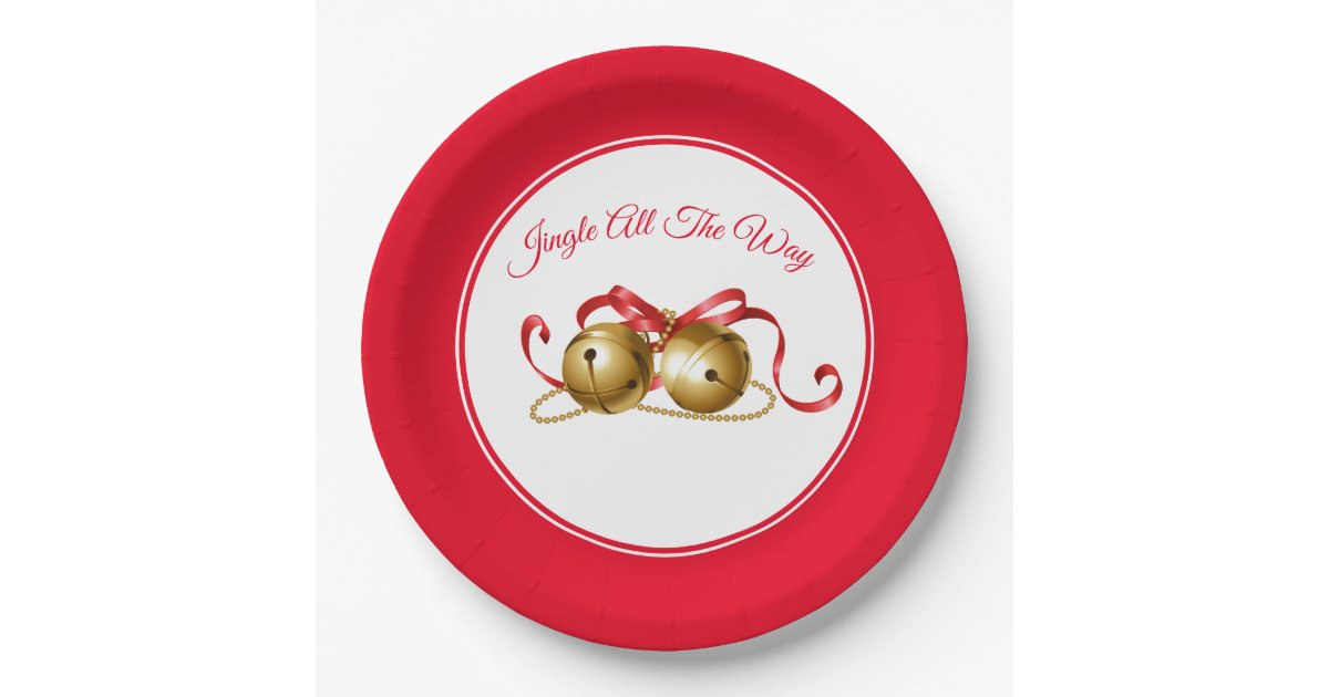Holiday 9" Paper Plates-Jingle Bells Paper Plate | Zazzle