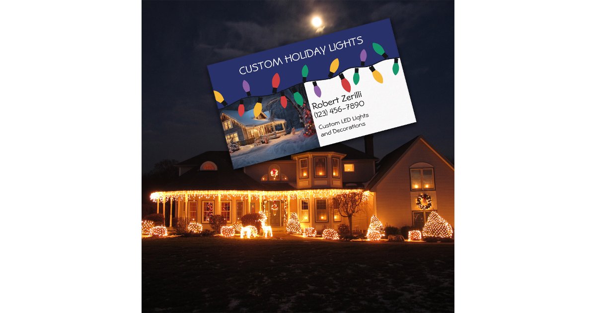 Holiday Lights and Decoration Installation Business Card | Zazzle