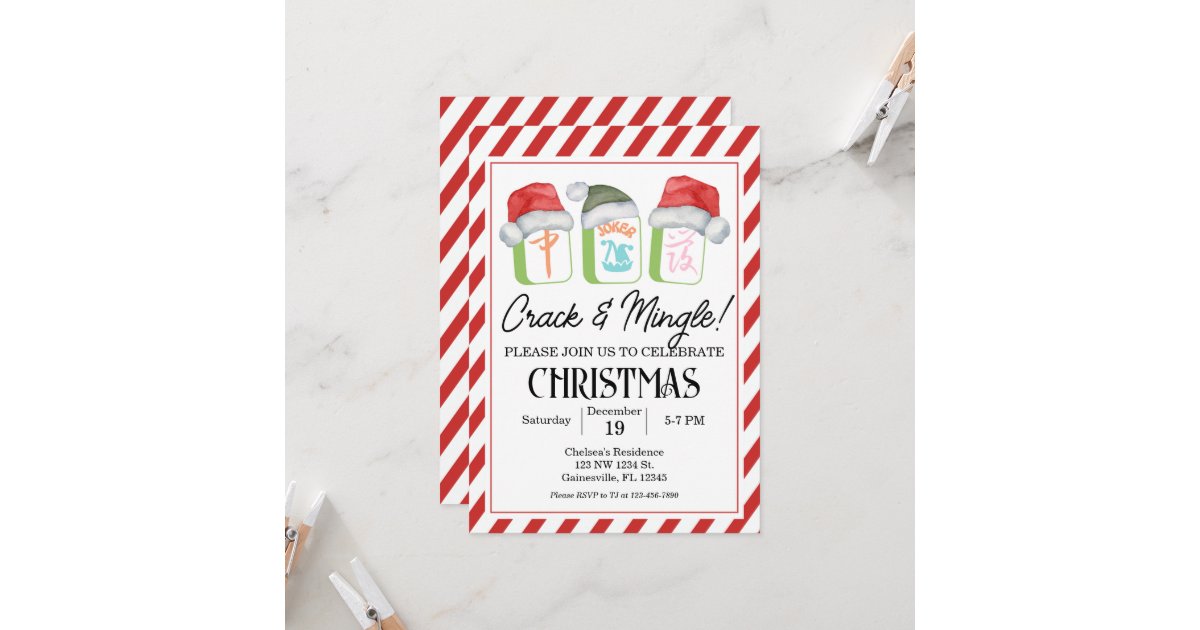 Holiday Mahjong Party Editable Invitation, Mahjong Invitation | Zazzle