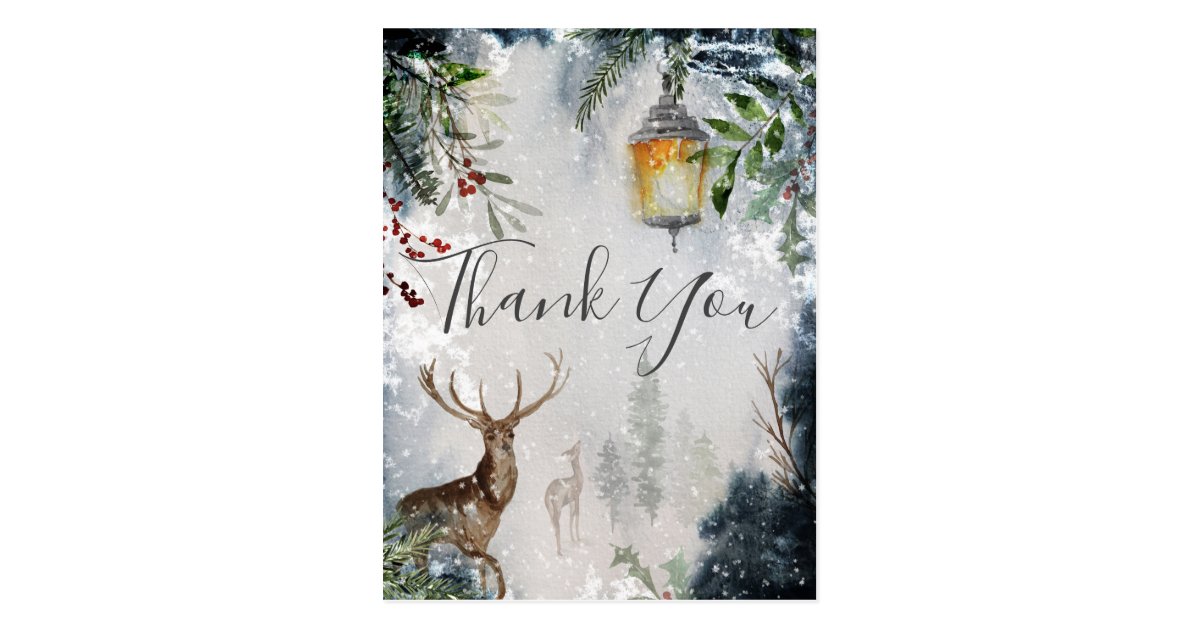 Holiday Winter Fores Scene Thank You Card Postcard | Zazzle.co.uk