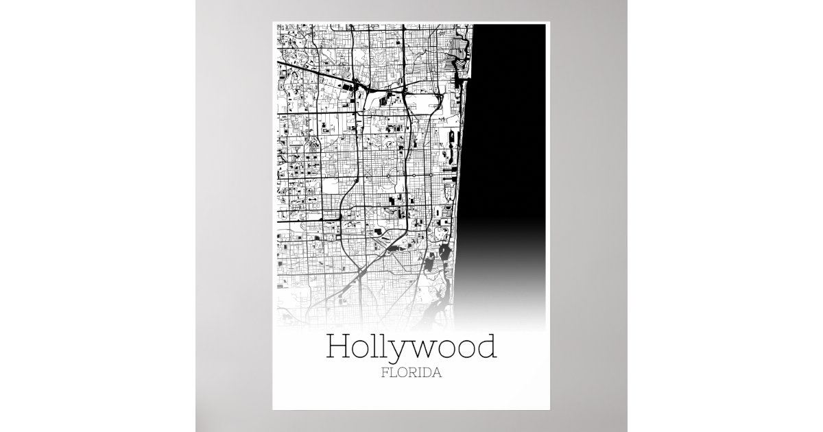 Hollywood Map - Florida - City Map Poster | Zazzle