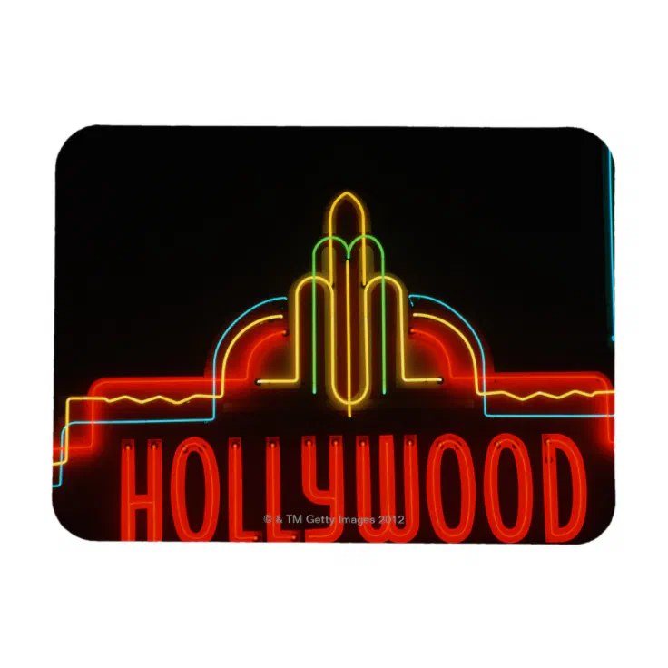 Hollywood neon sign, Los Angeles, California Magnet | Zazzle
