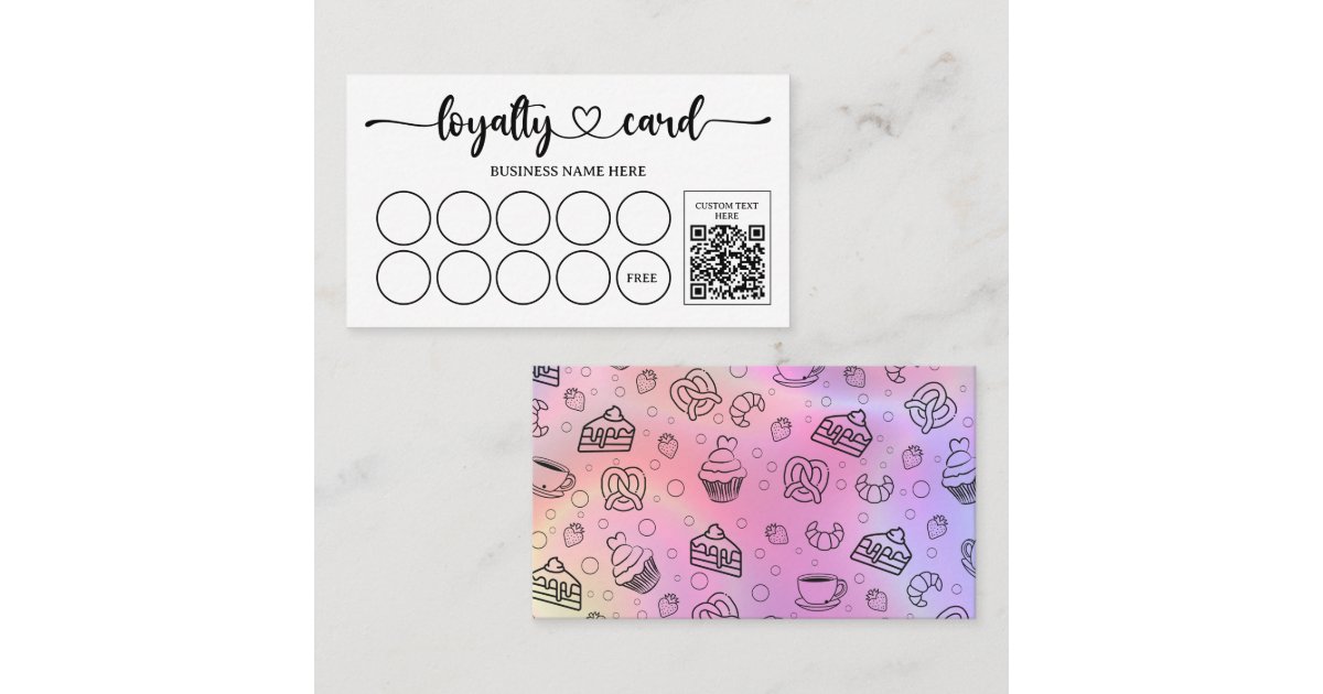 Holographic Pastries Bakery Coffee Shop QR Code Loyalty Card | Zazzle