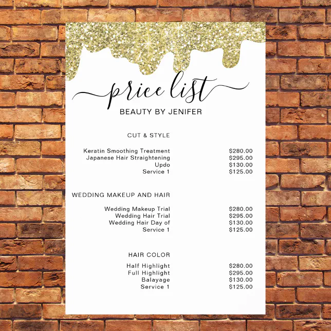 Holographic Signature Modern Glam Gold Glitter Poster | Zazzle