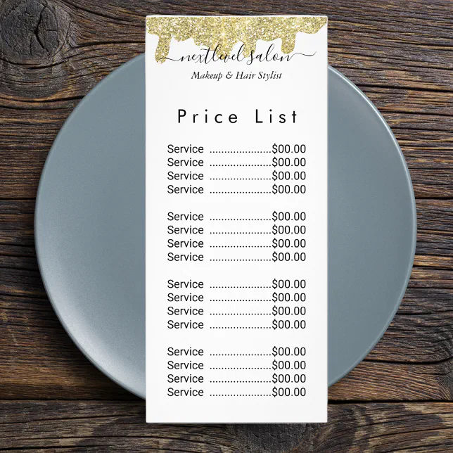 Holographic Signature Modern Glam Gold Glitter Rack Card | Zazzle