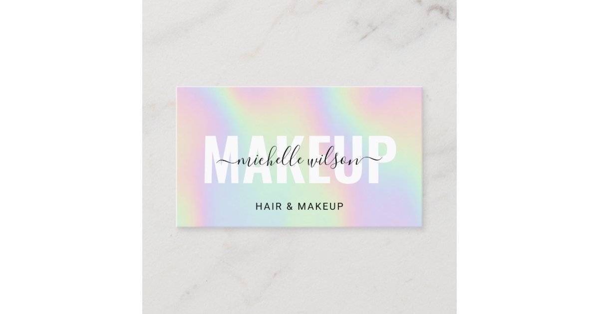 Holographic Typography Markup Artist Hair Salon Business Card | Zazzle