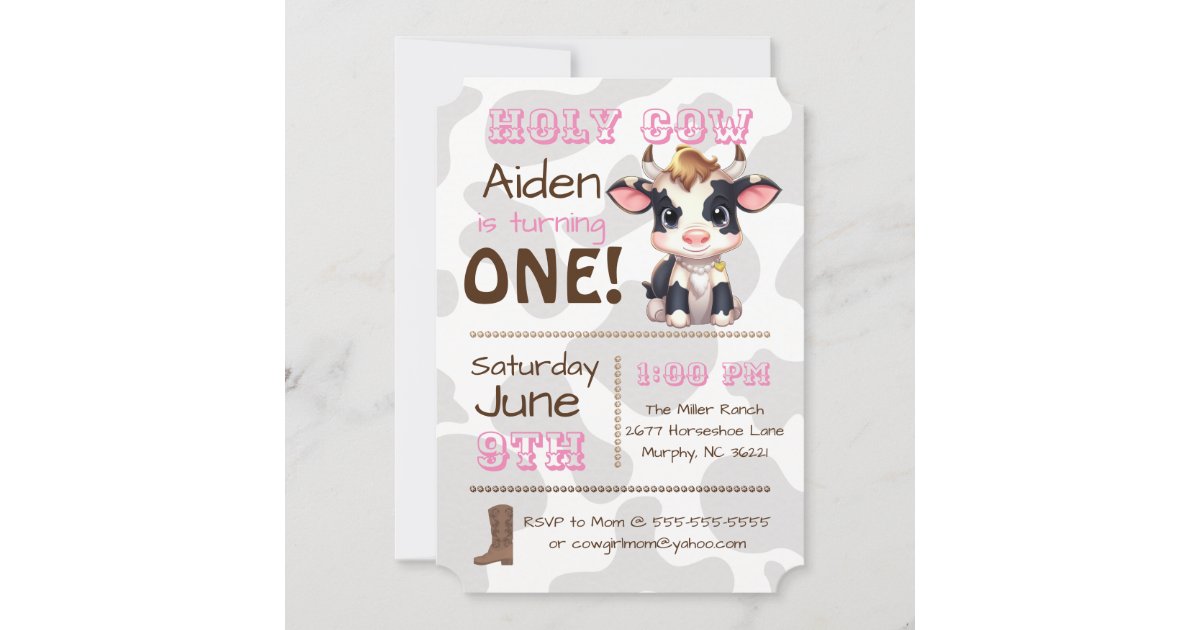 Holy Cow Birthday Party Invitation | Zazzle