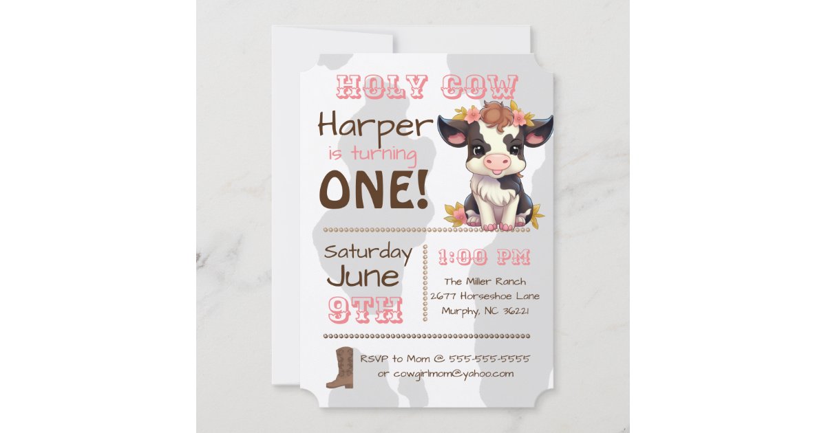 Holy Cow Birthday Party Invitation | Zazzle