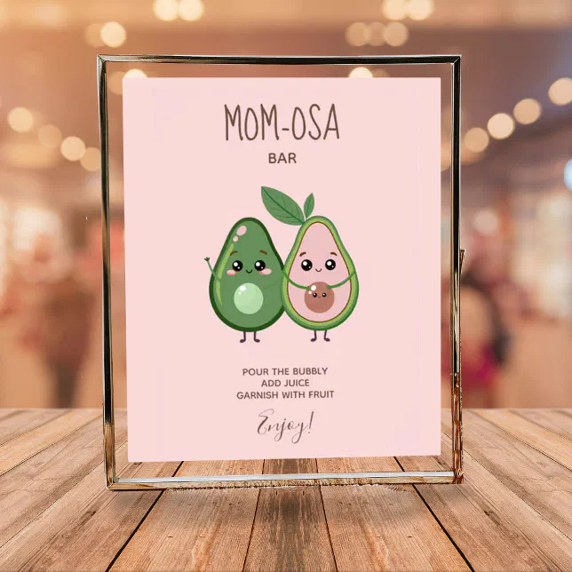 Holy Guacamole Avocado Mum-osa Bar Baby Shower Poster | Zazzle