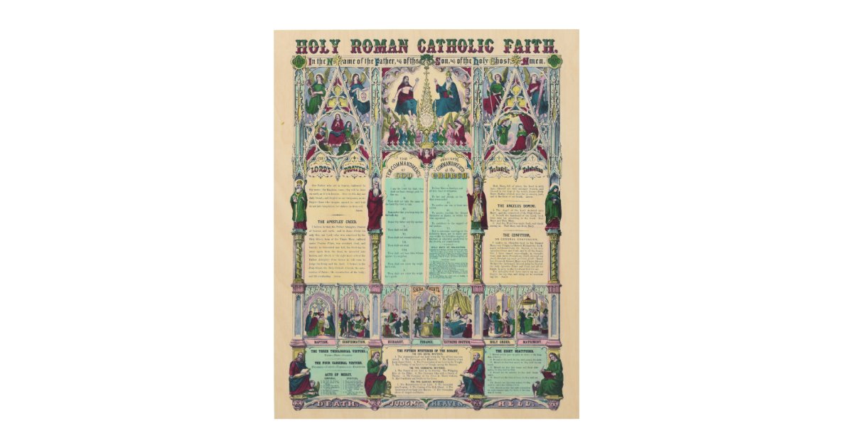 Holy Roman Catholic Faith Infographic Chart Wood Wall Art | Zazzle