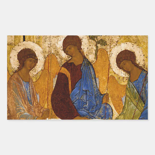 Holy Trinity Rublev Byzantine icon Rectangular Sticker | Zazzle