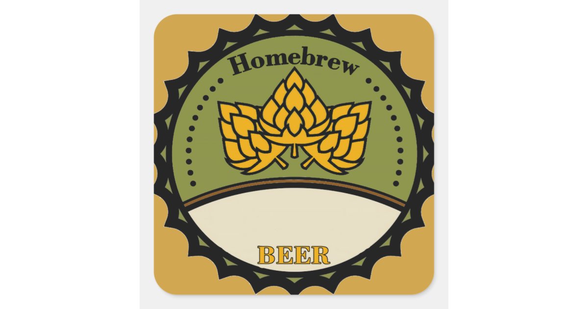 Homebrew Beer Label, add name. Square Sticker | Zazzle