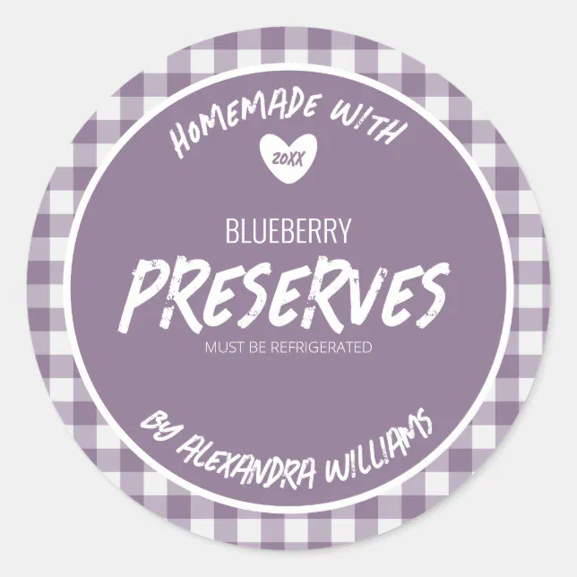 Homemade Blueberry Preserves Classic Round Sticker | Zazzle