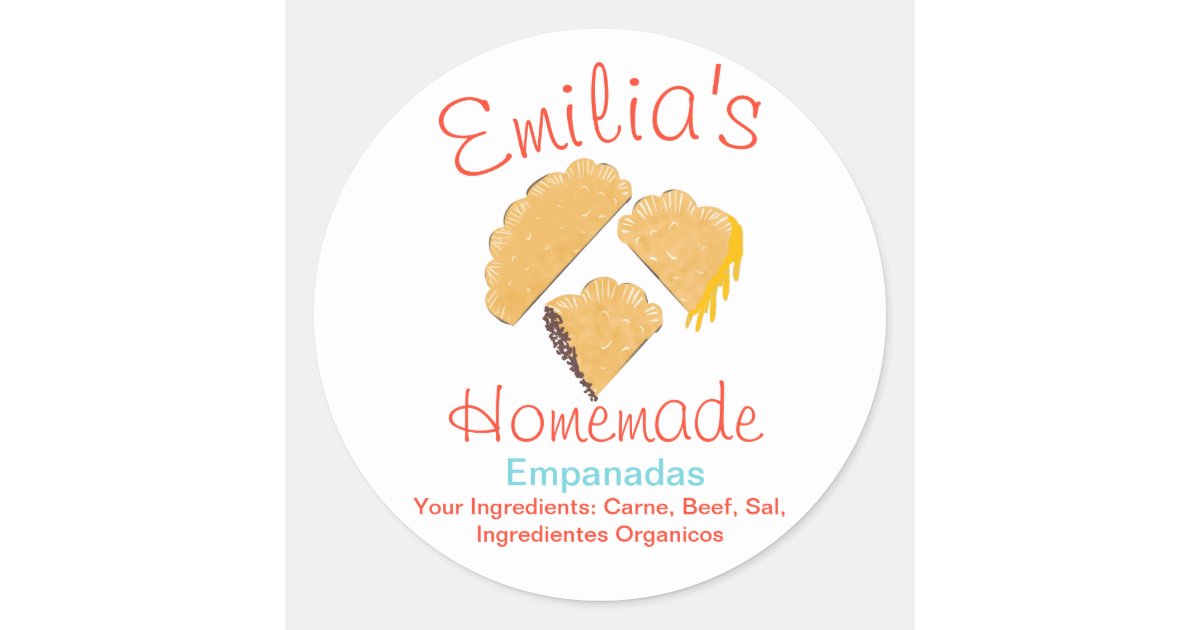 Homemade Empanadas Business Hand Drawn Art Classic Round Sticker | Zazzle