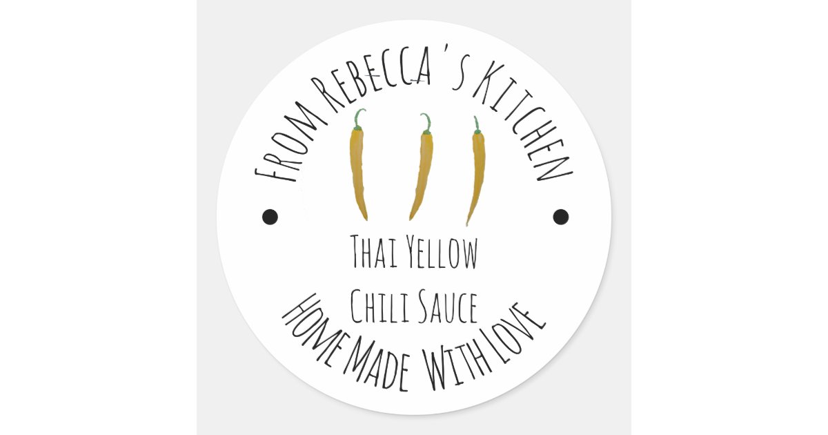 Homemade | Thai Yellow Chilli Sauce Classic Round Sticker | Zazzle