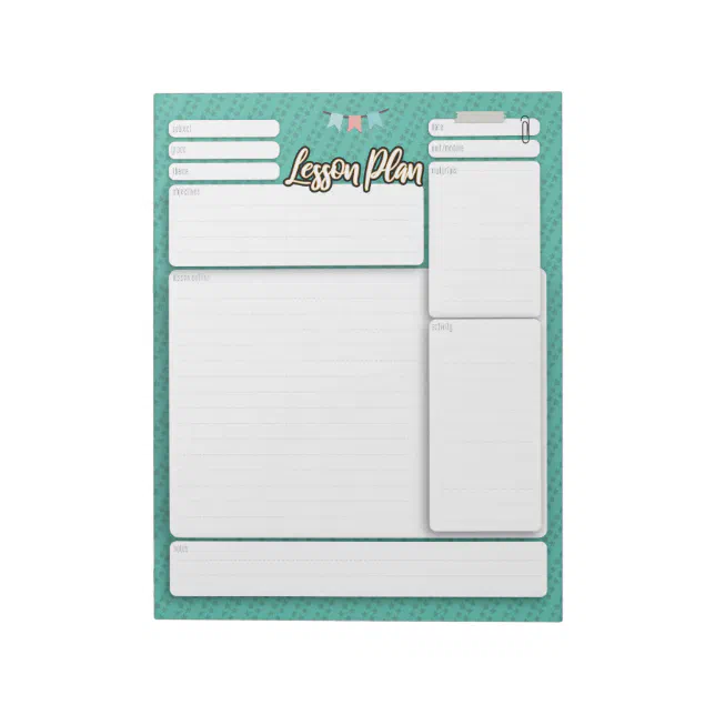 HOMESCHOOL LESSON PLAN 2 GREEN notepad | Zazzle