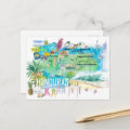 Honduras Illustrated Travel Map with Roads Postcard | Zazzle