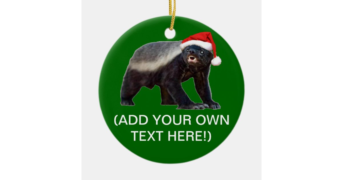 Honey Badger Santa Hat Christmas Tree Ornament | Zazzle
