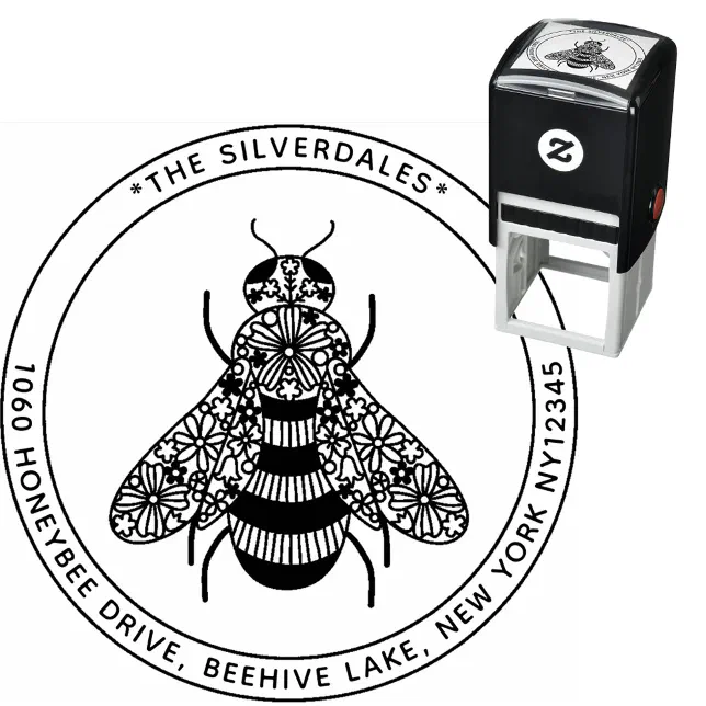 Honey Bee Custom Name & Address Self-inking Stamp | Zazzle