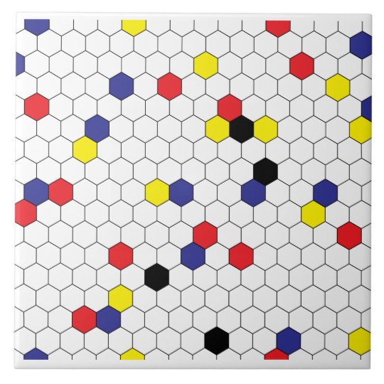 Honeycomb pattern Mondrian Tile | Zazzle.co.uk