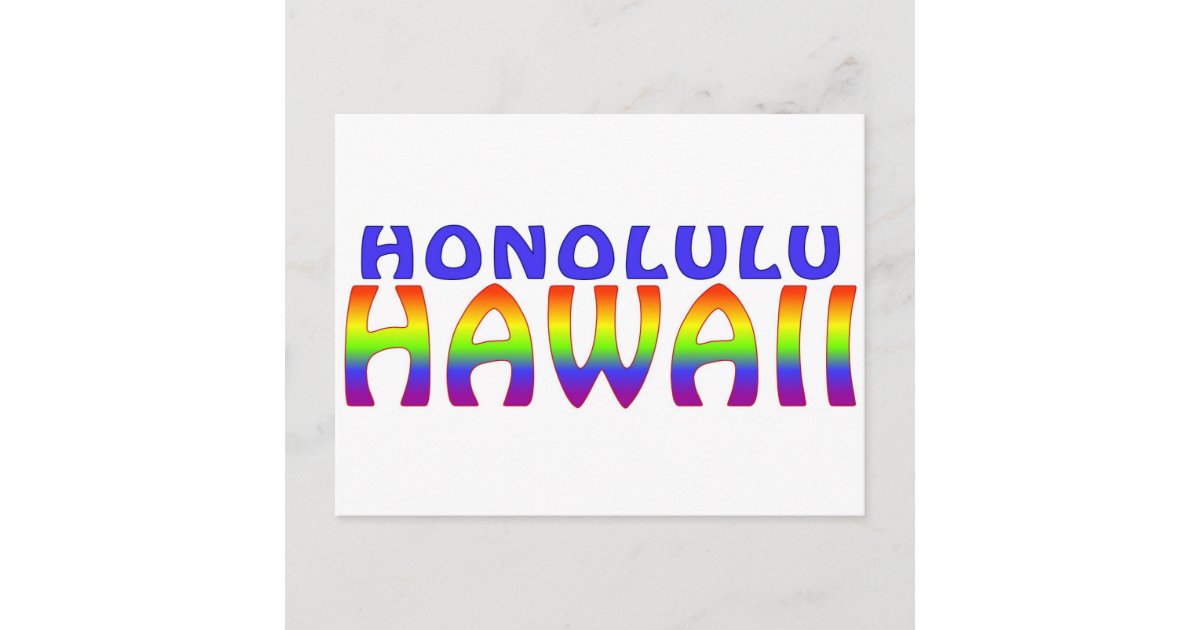 Honolulu Hawaii rainbow words postcard | Zazzle